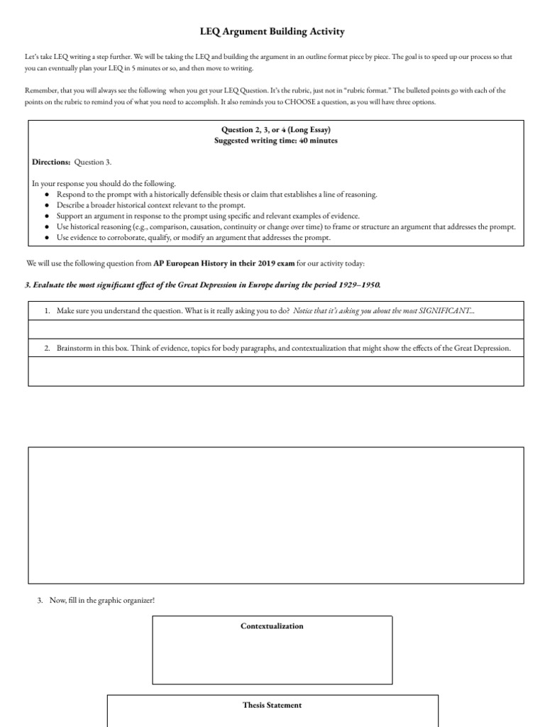AP History LEQ Writing Guide | PDF