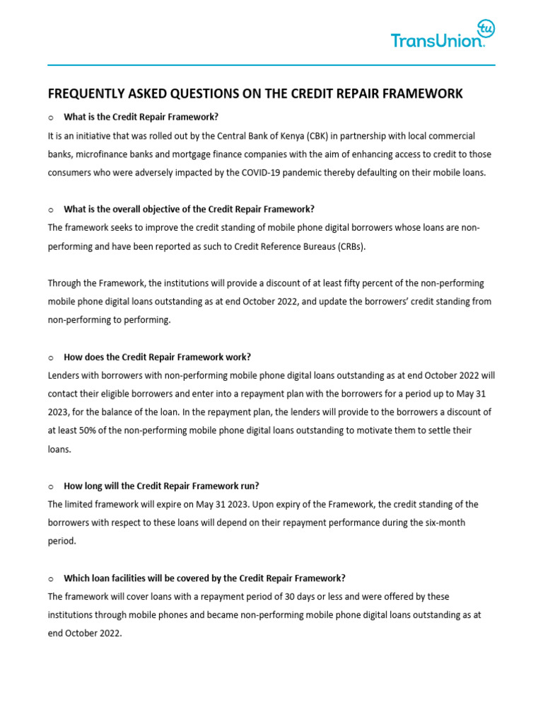 Faq Credit Repair Framework | PDF | Credit | Finance & Money Management