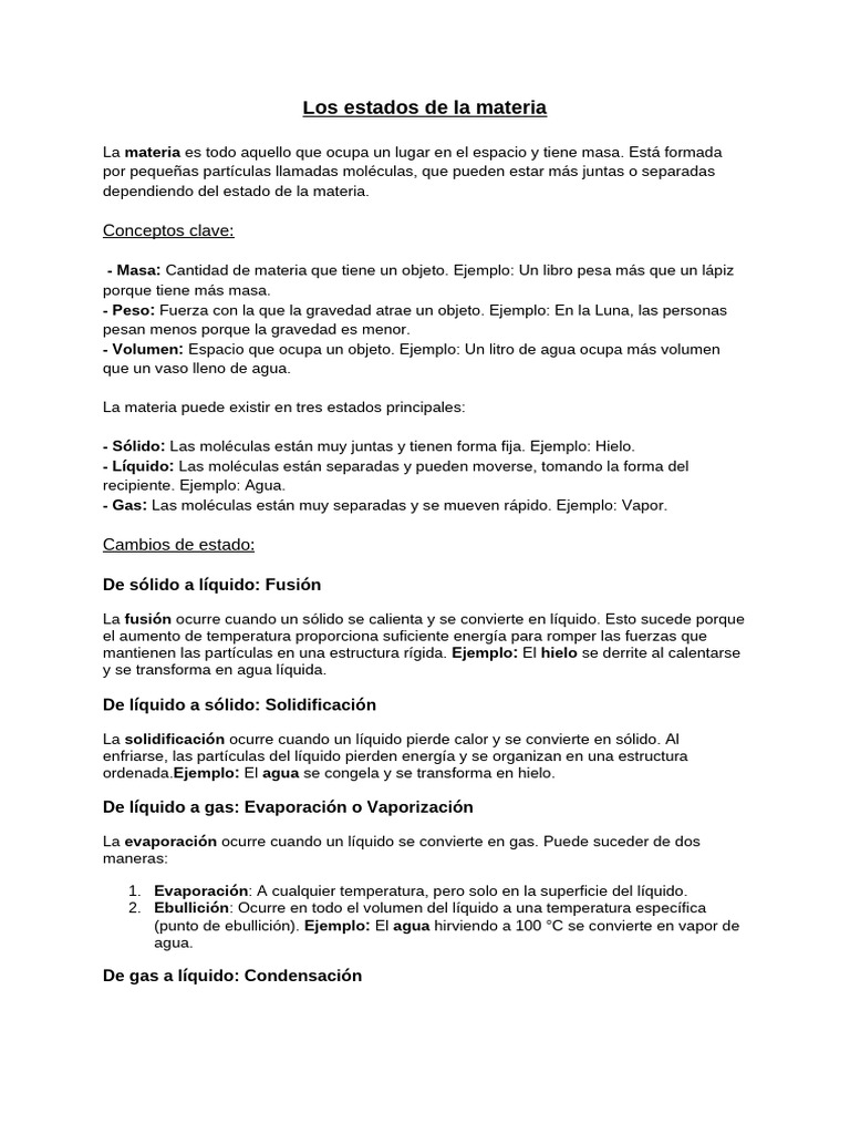 Estados y Propiedades de la Materia | PDF | Gases | Líquidos