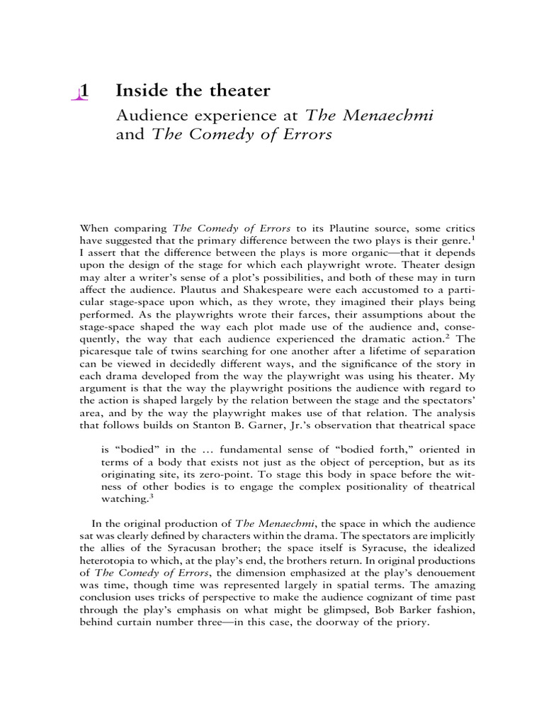 (Low) Inside The Theater - Audience Experience at The - Menaechmi and ...