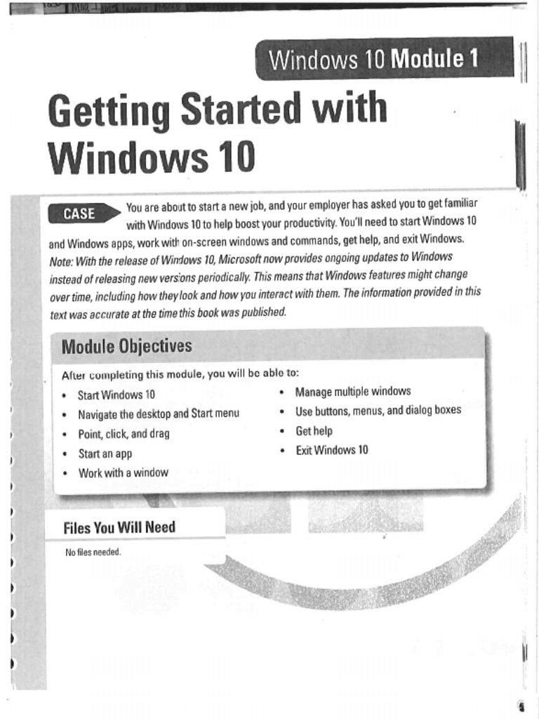 0-Windows 10 Module 1 TXT - Getting Started | PDF