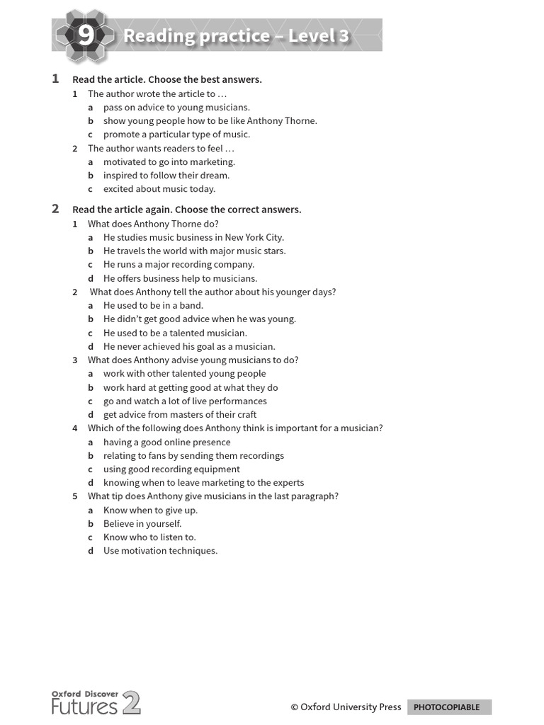 ODF2 Unit 9 Reading Practice L3 | PDF