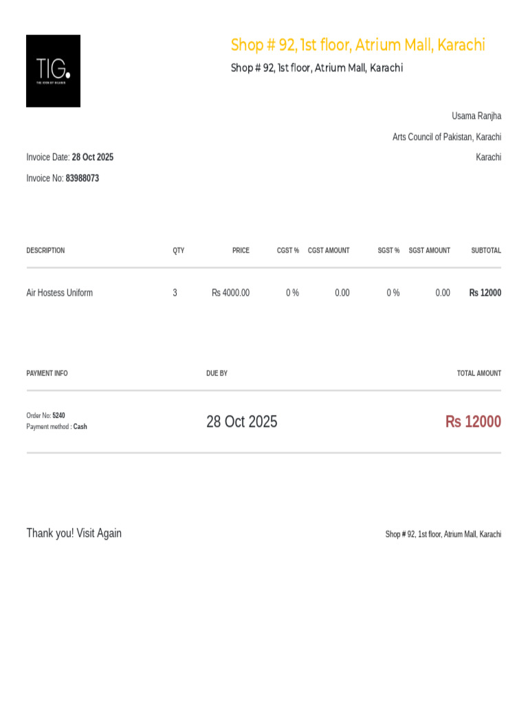 General Bill Template 1 | PDF