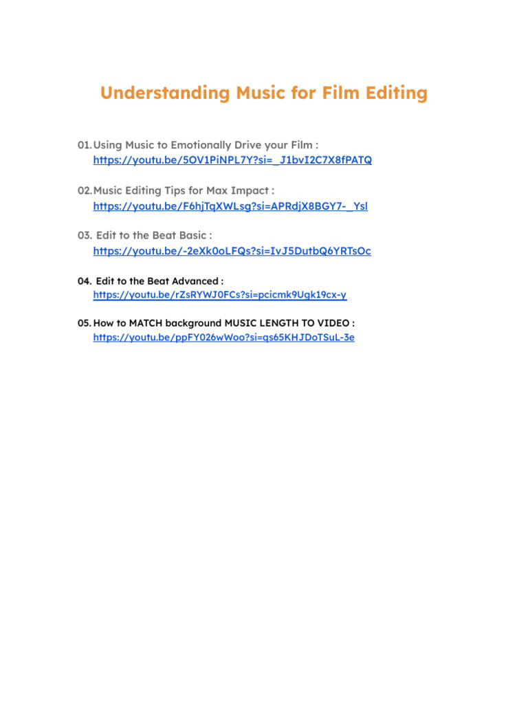Music Editing Techniques for Film | PDF