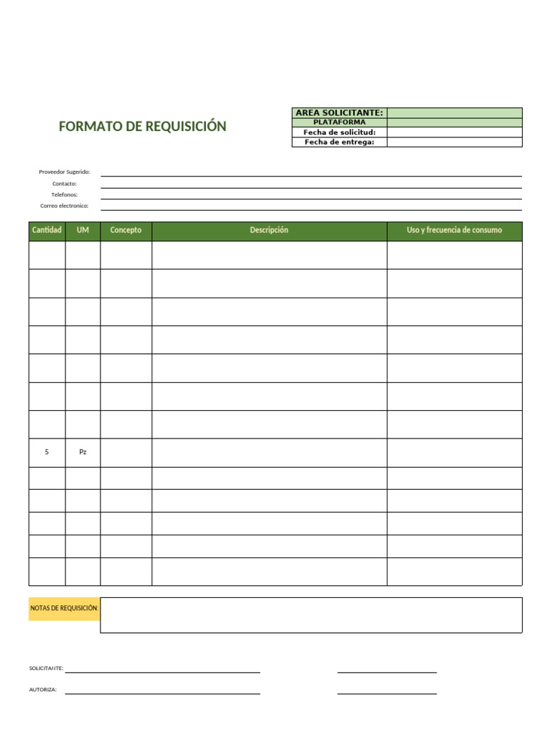FORMATO REQUISICION | PDF