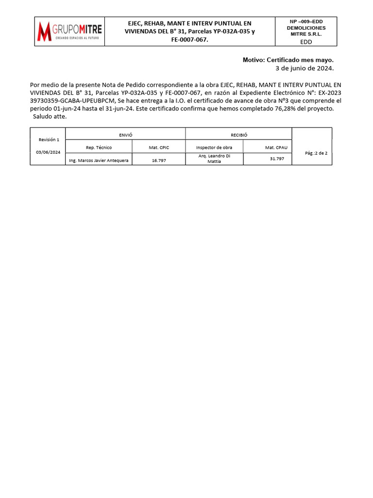 B31 DGMV FE02 Mitre NP 009 EDD (OS N12) | PDF