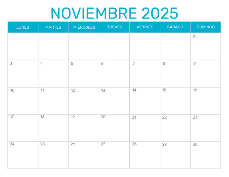 Calendario Noviembre 2025 | PDF