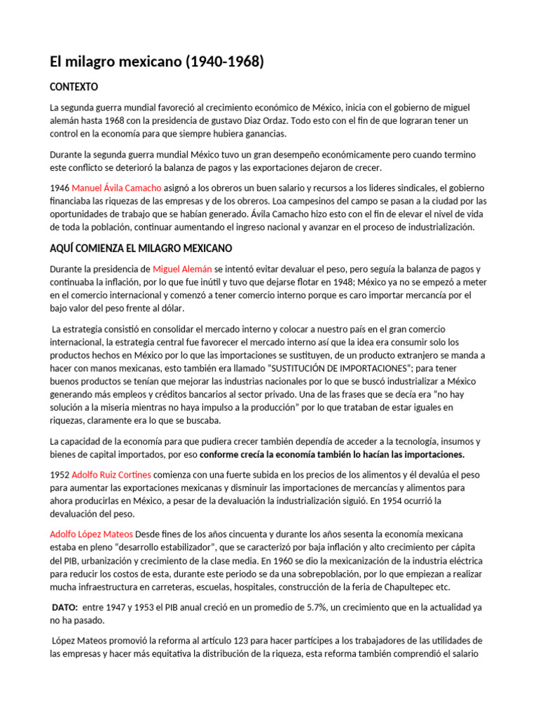 El Milagro Mexicano: Crecimiento y Crisis | PDF | Economias ...