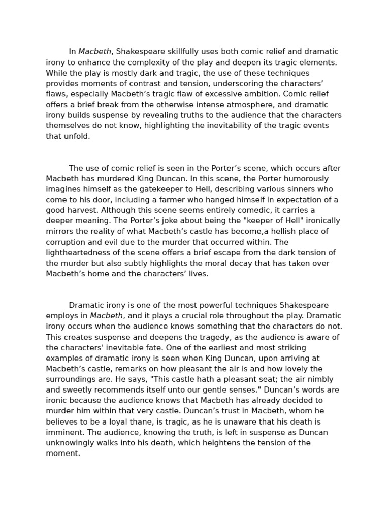 Comic Relief + Dramatic Irony | PDF | Macbeth