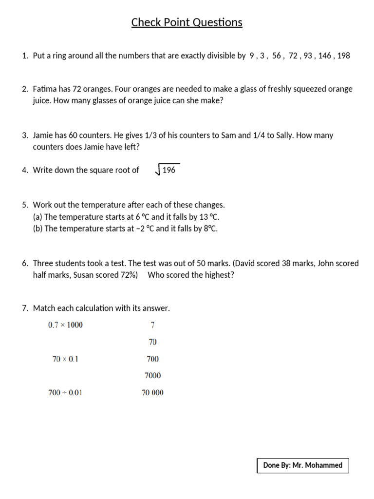 Checkpoint Questions Term1 | PDF