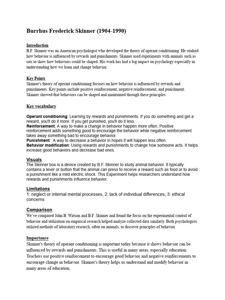 B.F. Skinner's Operant Conditioning Explained | PDF
