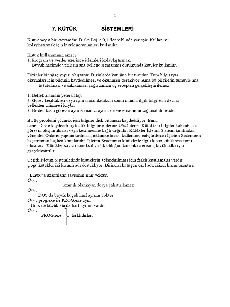 İşletim Sistemleri Hafta7-Dosya-Kütük - Yönetimi | PDF