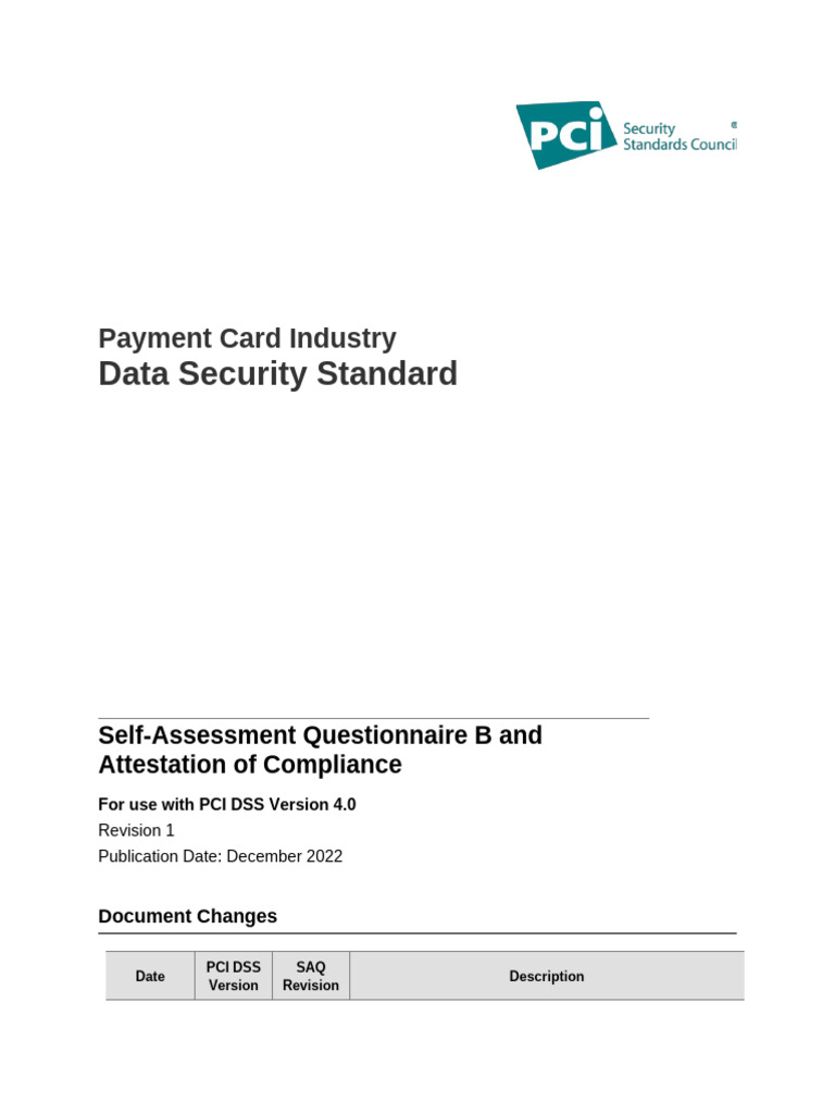 PCI DSS v4.0 SAQ B Compliance Guide | PDF | Payment Card Industry Data ...