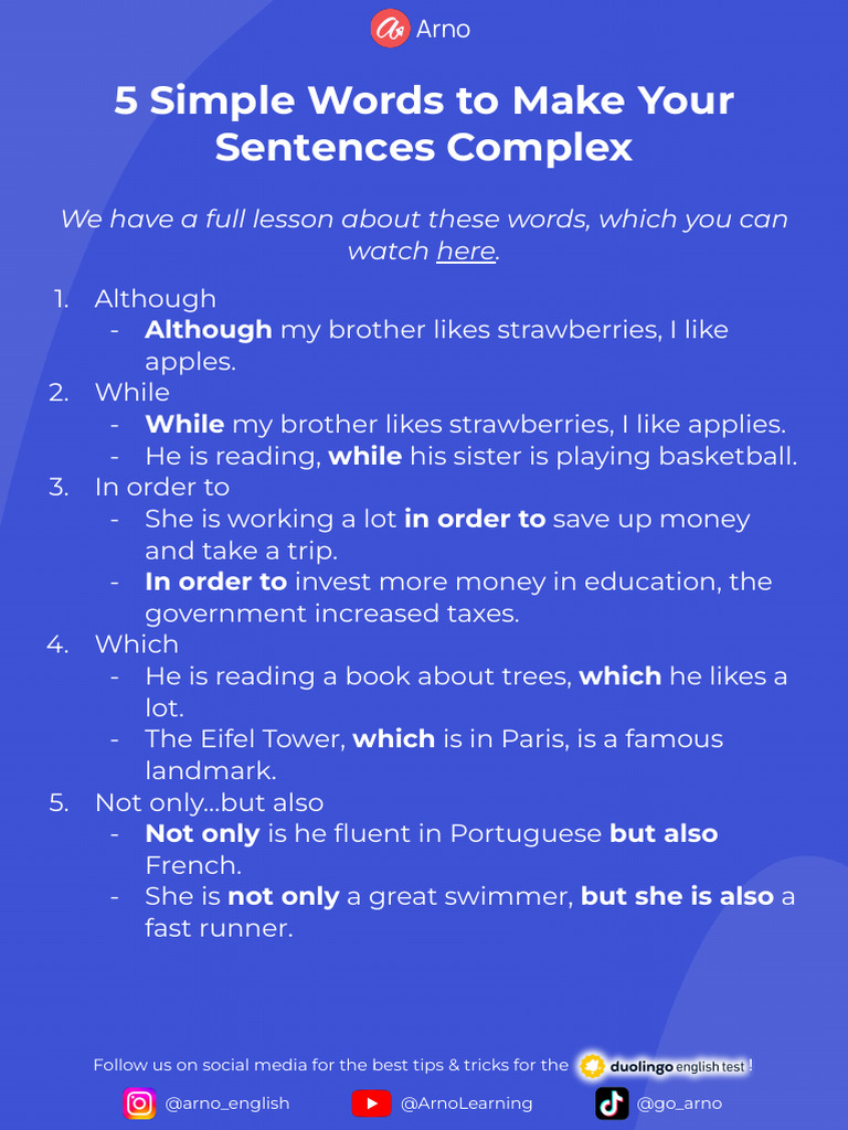 5 Simple Words To Make Your Sentences Complex | PDF
