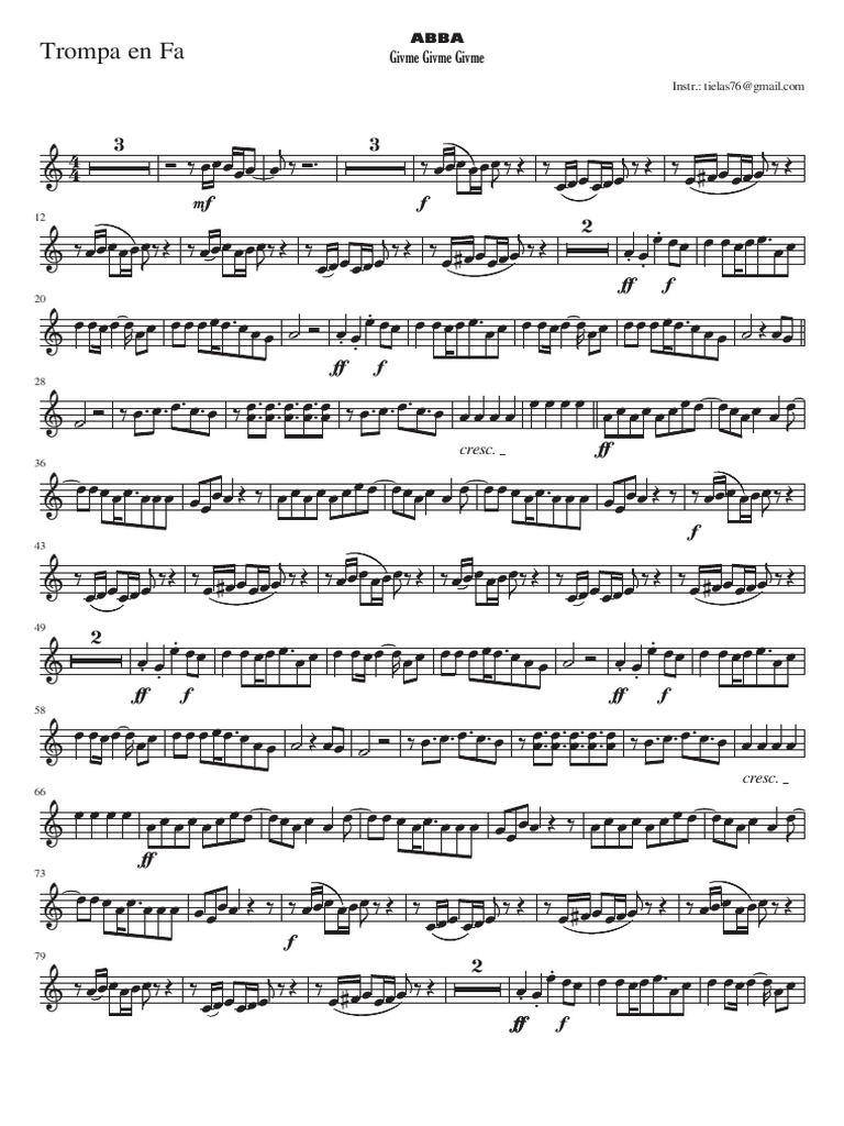 Gimme Gimme Gimme - ABBA-Trompa | PDF