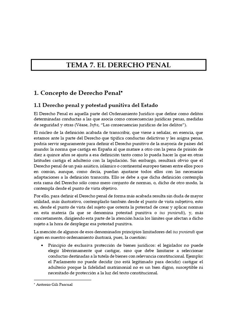 Tema 7 - Nociones Básicas de Derecho | PDF | Castigos | Derecho penal