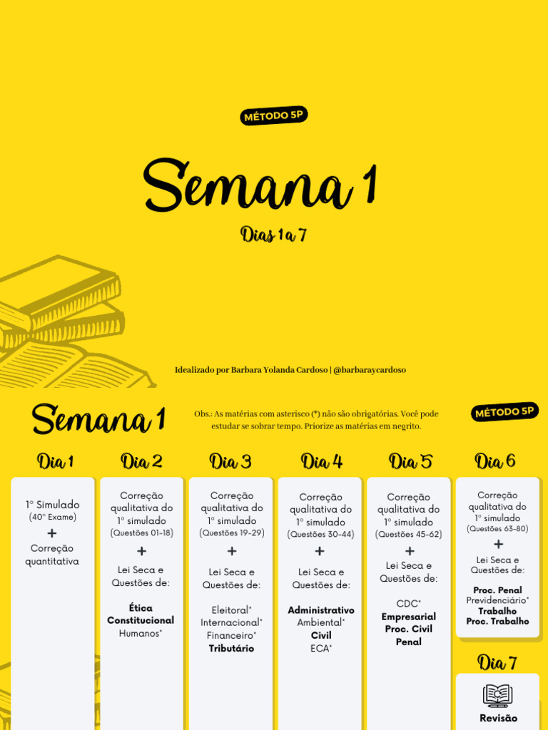 Visão Semanal - Semana 1 - Crono 30 | PDF