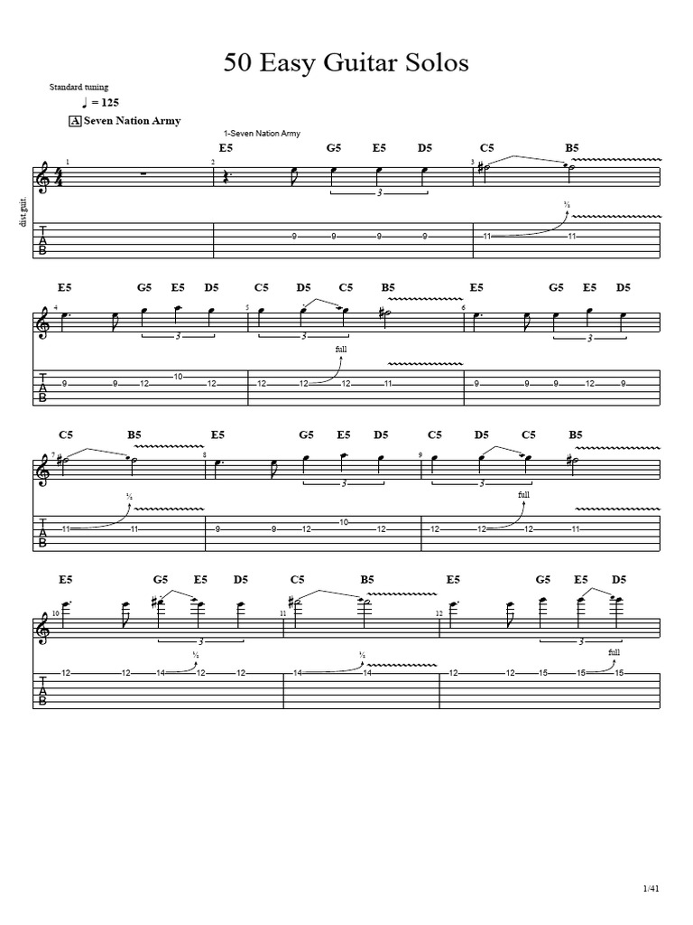 50 Easy Guitar Solos Guide | PDF | Chess | Chess Theory