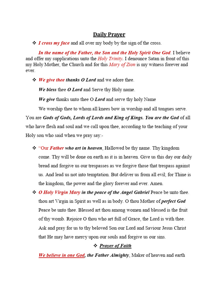 Daily Prayer | PDF | God The Father | Lord's Prayer