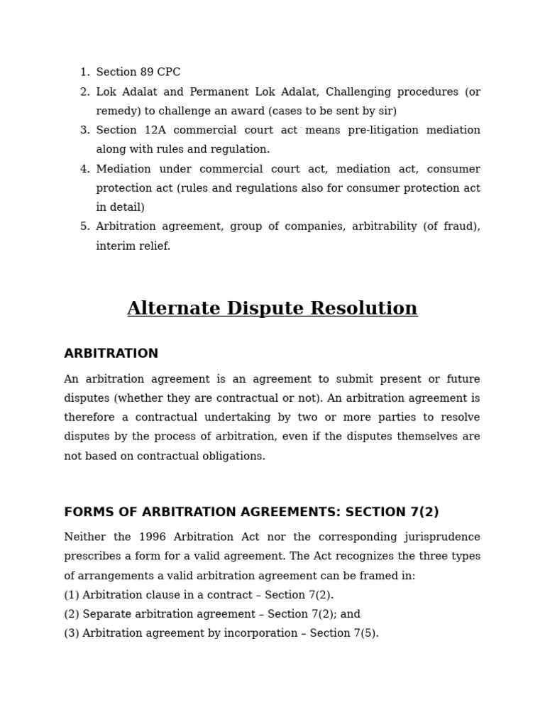 Section 89 CPC | PDF | Arbitration | Alternative Dispute Resolution