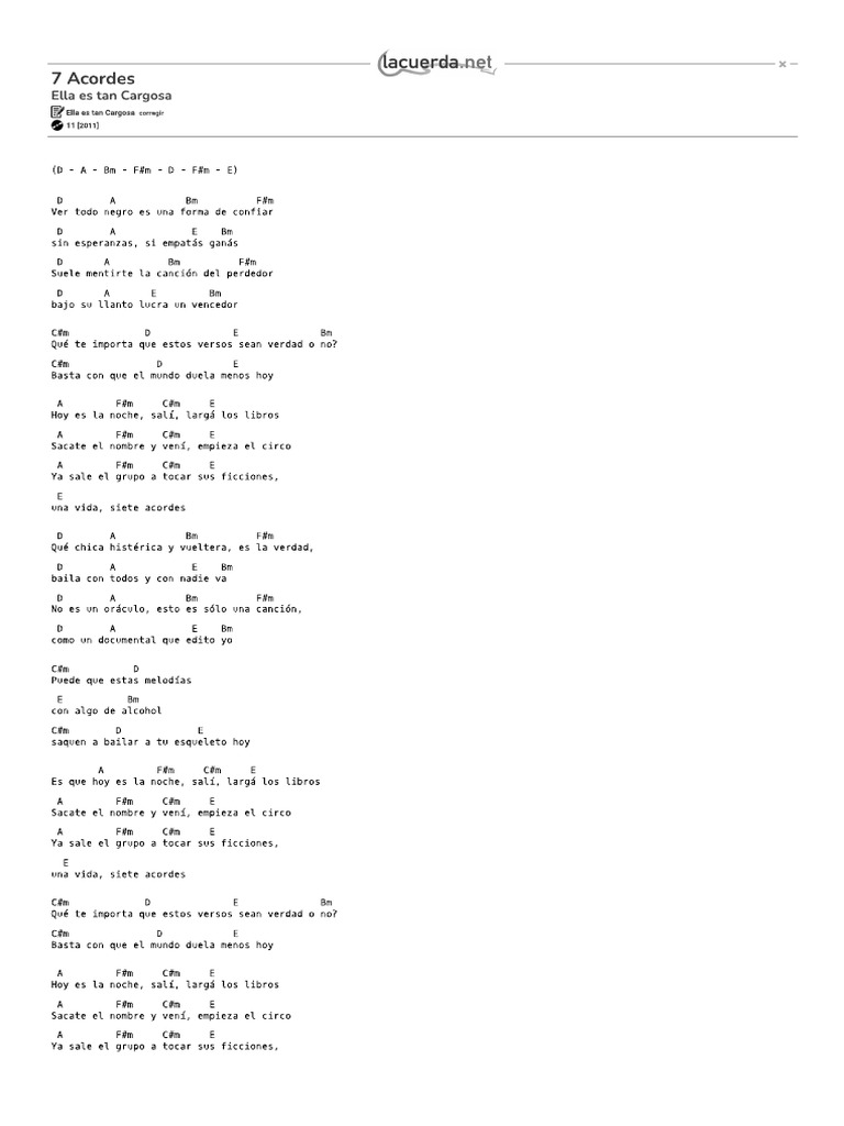7 acordes - chordify chords | PDF