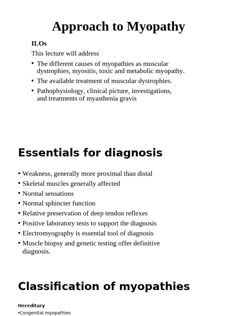 Approach To Myopathy and Neuropathy | PDF | Skeletal Muscle | Weakness