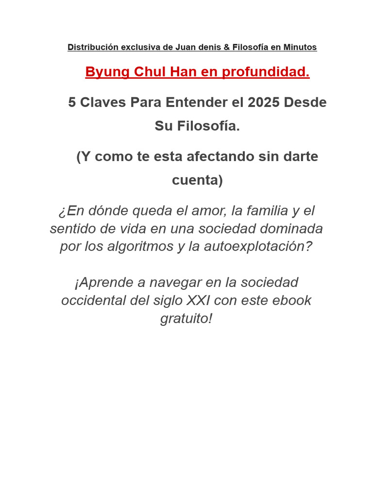 (Ebook) Byung-Chul Han - 5 Claves para Entender El 2025 Desde Su Filosofía. | PDF | Amor | Rituales
