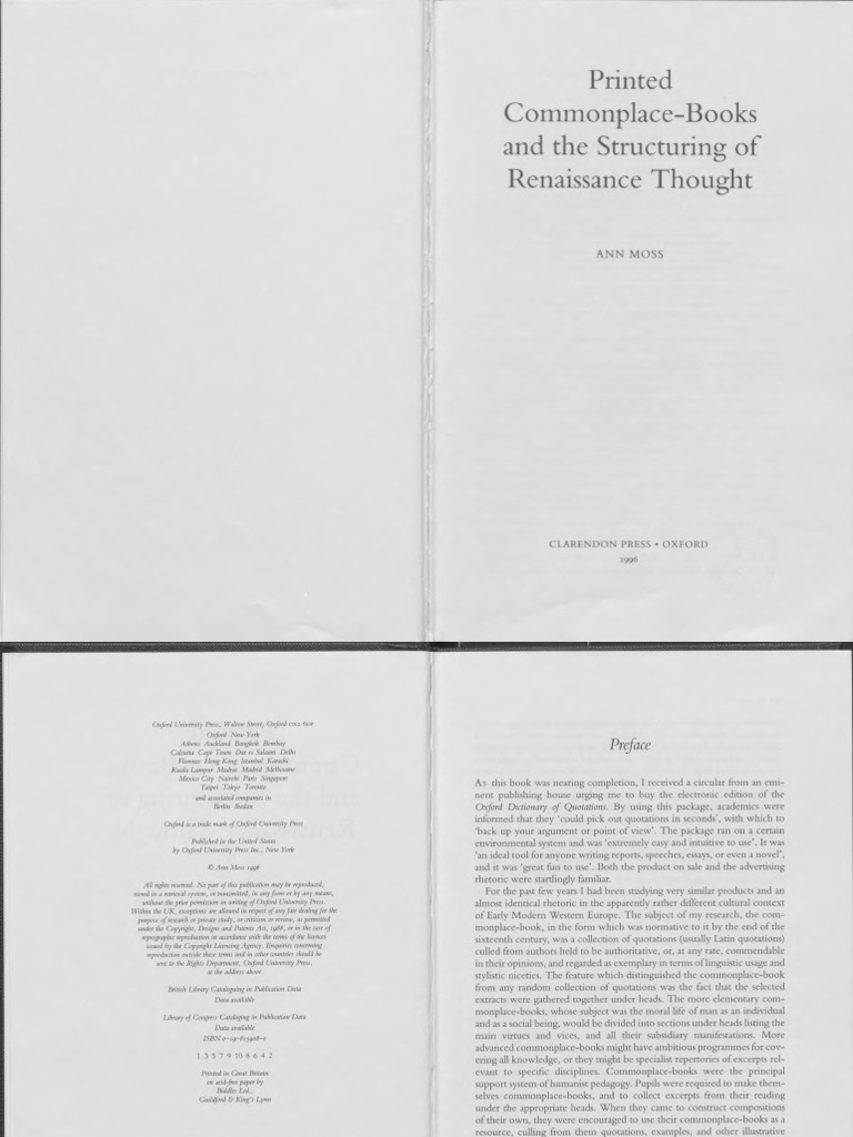 Ann Moss - Printed Commonplace-books and the Structuring of Renaissance ...
