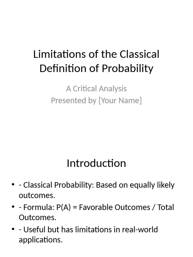 Limitations of Classical Probability Extra Slide | PDF