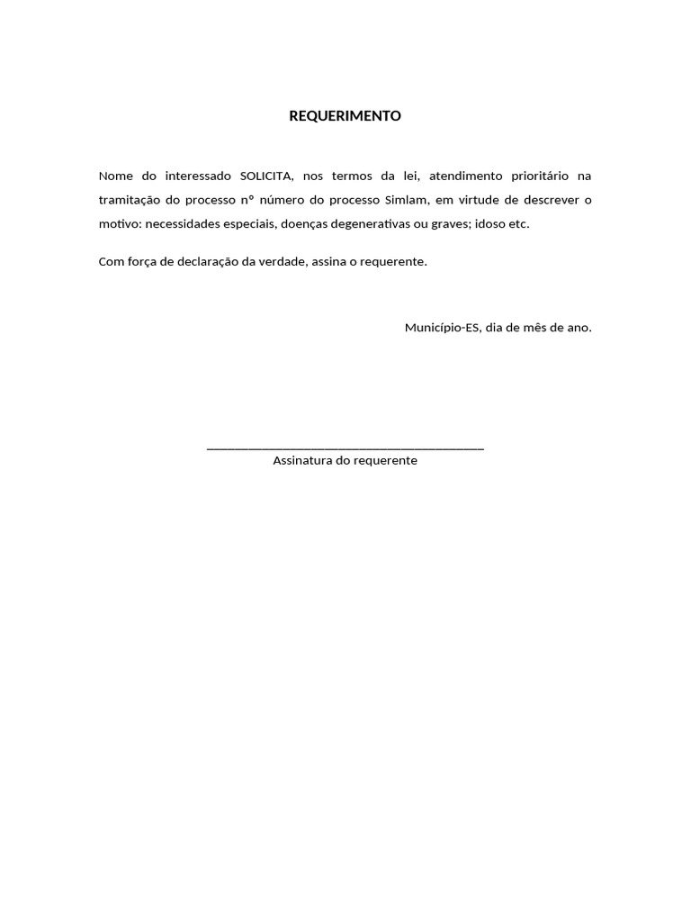 Anexo 05 - Requerimento Para Atendimento Prioritário | PDF