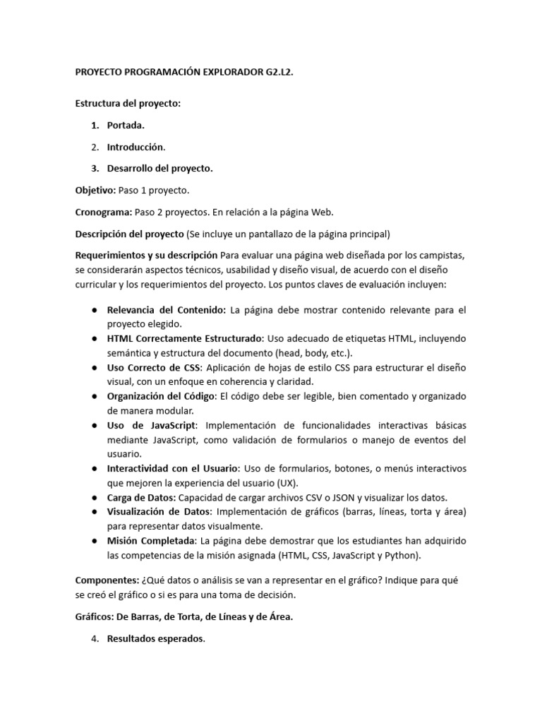 Proyecto Programación Explorador - Básico G2-L2 | PDF | Script Java | HTML