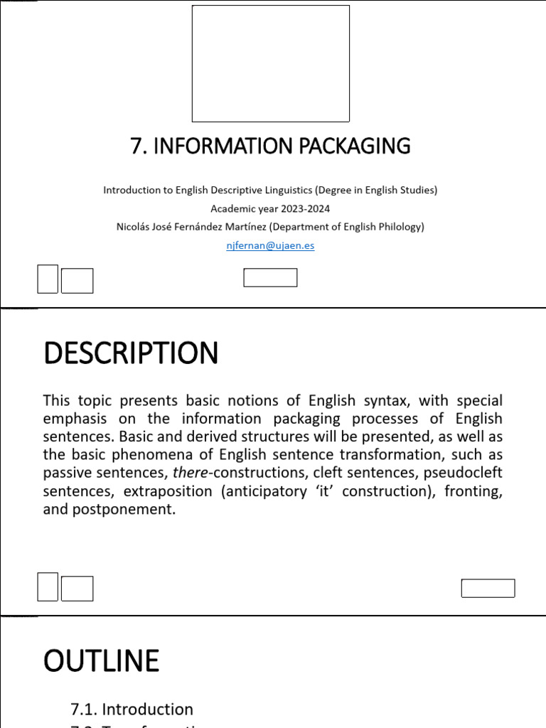 7. Information Packaging v2 | PDF | Subject (Grammar) | Syntax