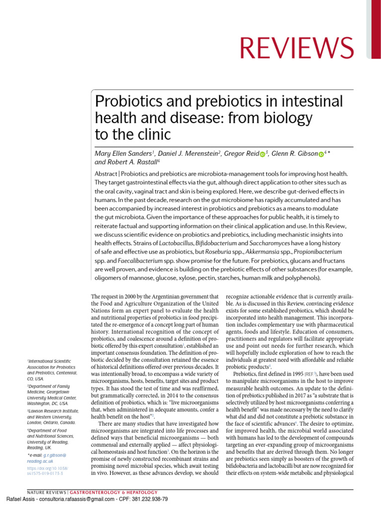 Probiotics and Prebiotics in Health | PDF | Probiotic ...