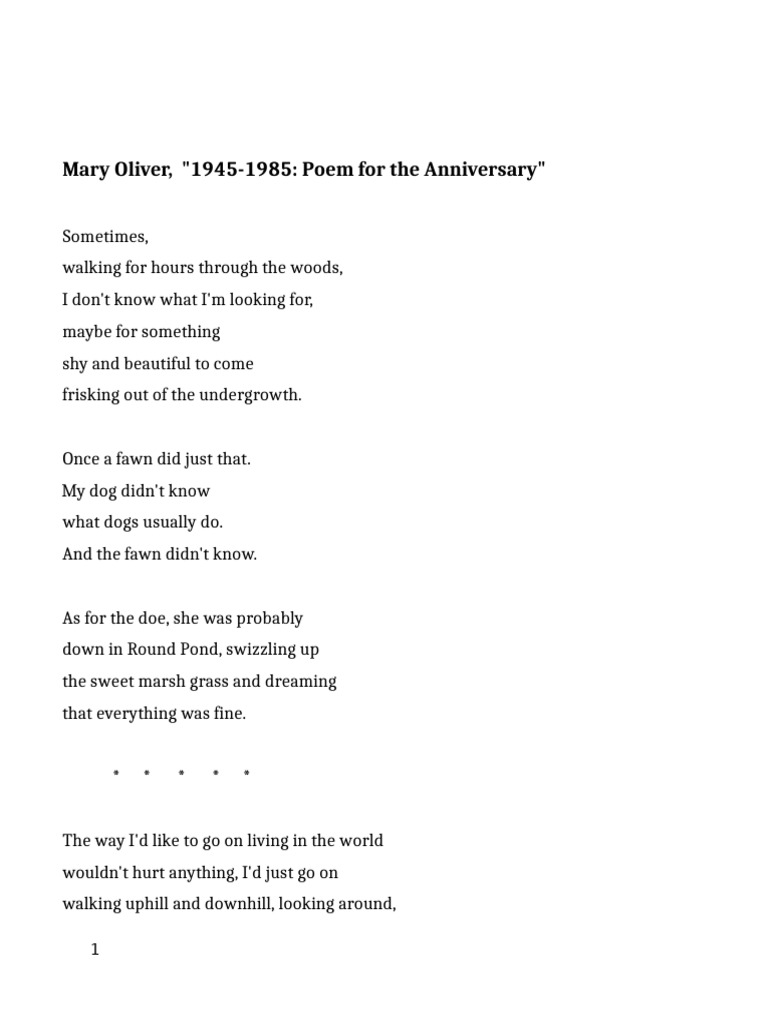 Mary Oliver's Poem on Nature and Memory | PDF