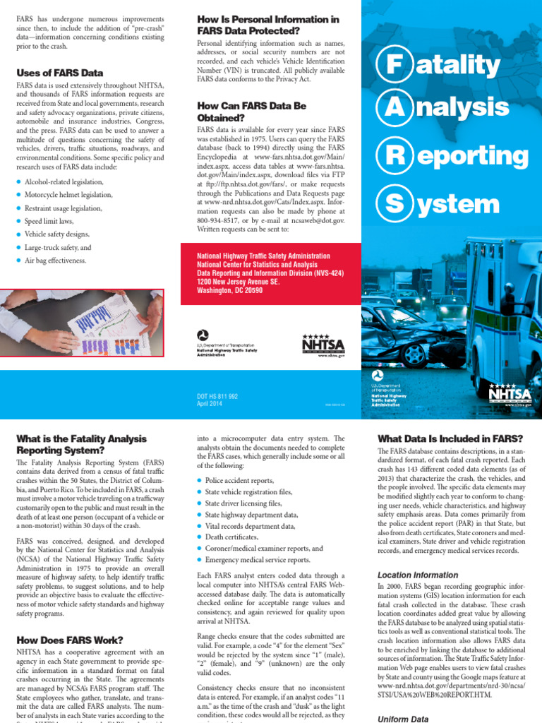 Fatality Analysis Reporting System Fatal Crash Data Overview (Brochure ...