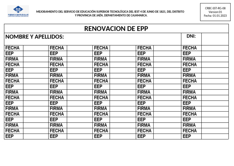 Renovación de Epp - General | PDF