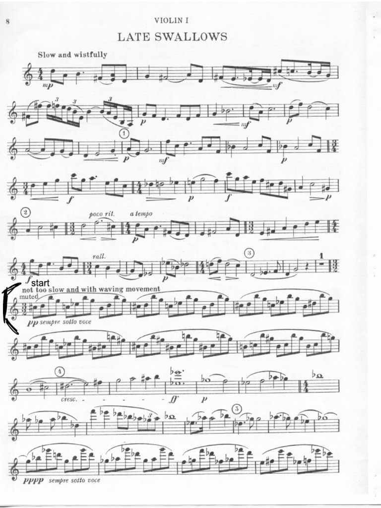 Delius Late Swallows Violin 1 | PDF