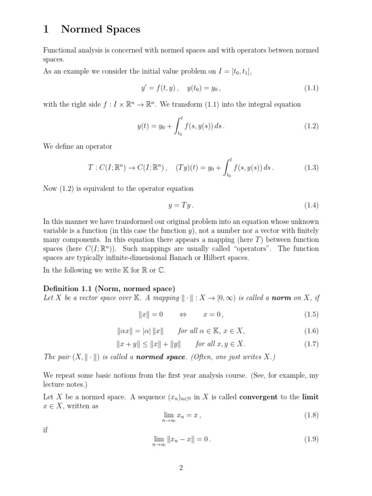 Fa1 Normed Spaces | PDF | Operator (Mathematics) | Limit (Mathematics)