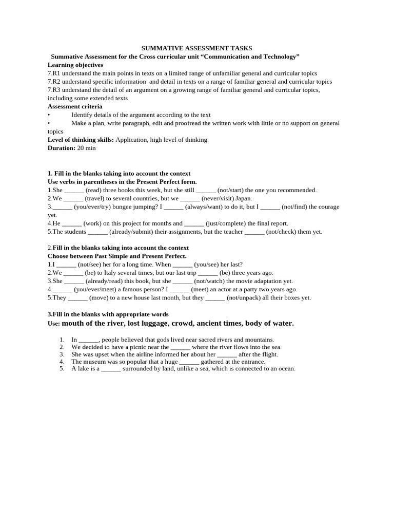 SUMMATIVE ASSESSMENT TASKS 7 grade 2 term 1SA | PDF