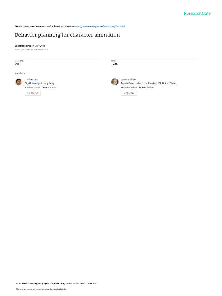 Behavior Planning For Character Animation | PDF
