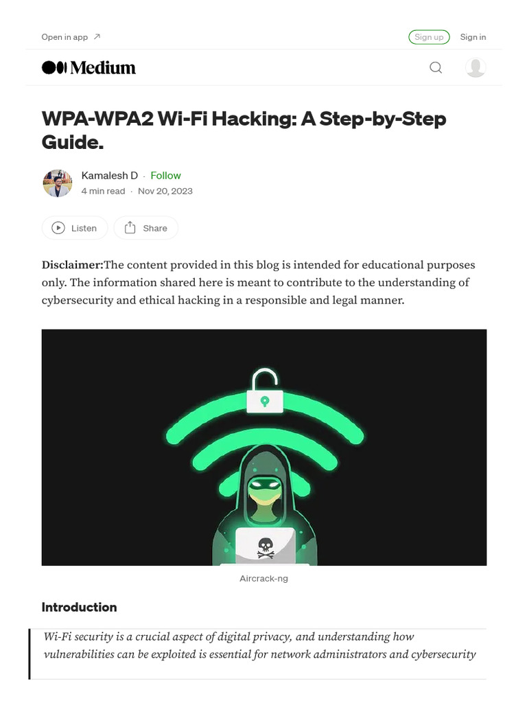 WPA-WPA2 Wi-Fi Hacking Guide | PDF | Password | Security