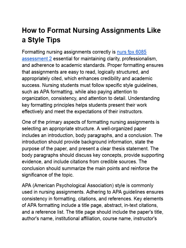 How To Format Nursing Assignments Like A Style Tips | PDF | Apa Style ...