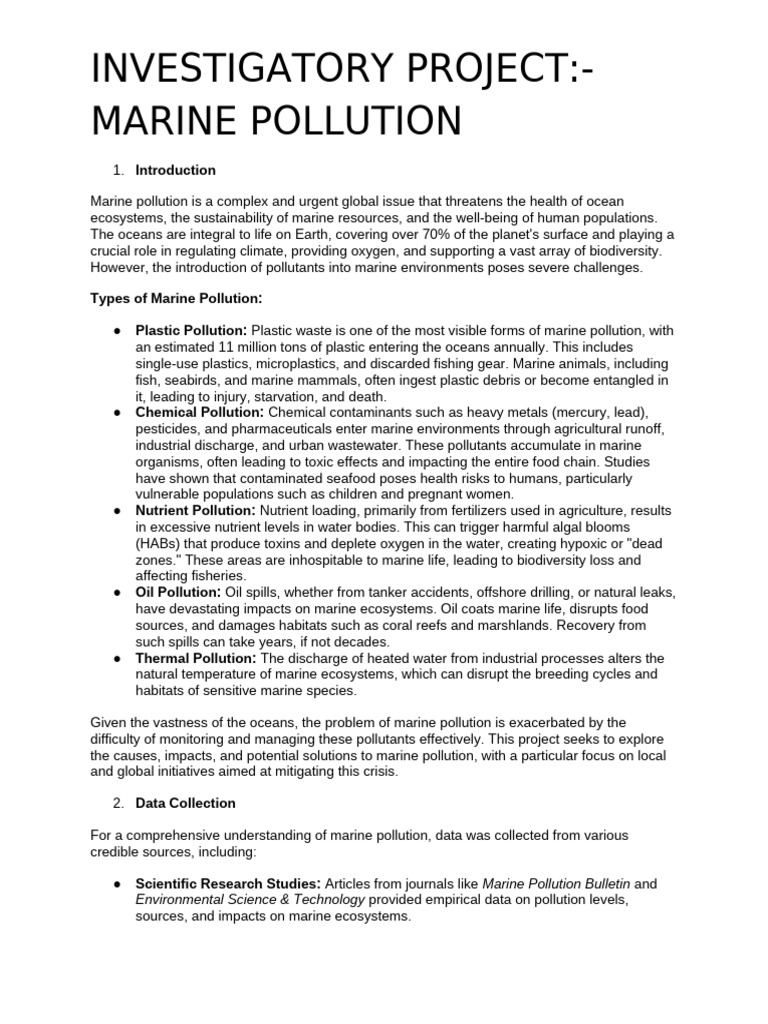 Investigatory Project Biology | PDF | Pollution | Oil Spill