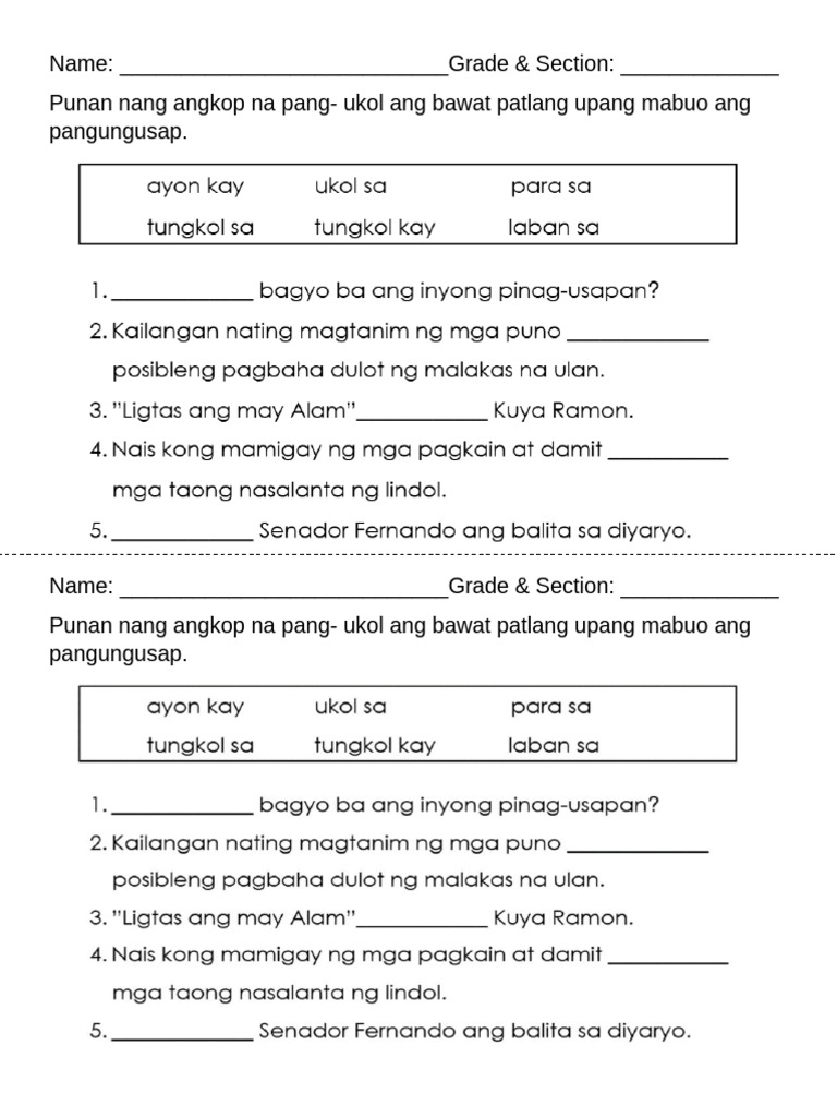 G3 Pang Ukol Activity Sheet | PDF