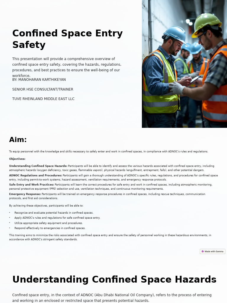 Confined Space Entry Safety Guide | PDF | Hazards | Safety