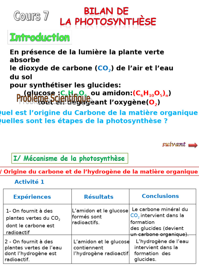 bilan photo | PDF | Photosynthèse | Chimie