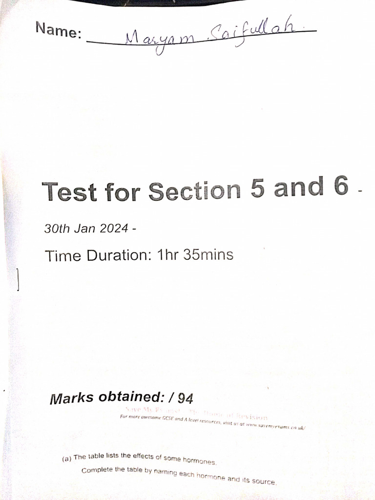 Test of Section 5 and 6 | PDF
