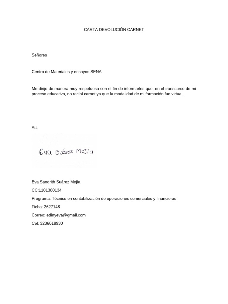 Devolución de Carnet Virtual | PDF