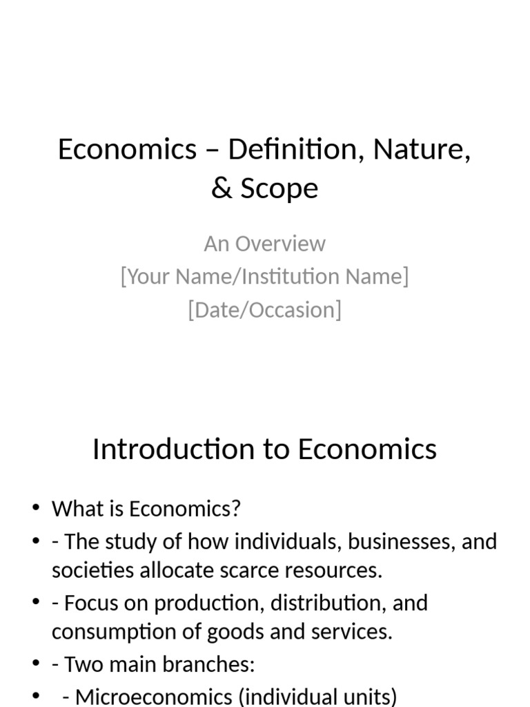 Economics Definition Nature Scope Updated | PDF