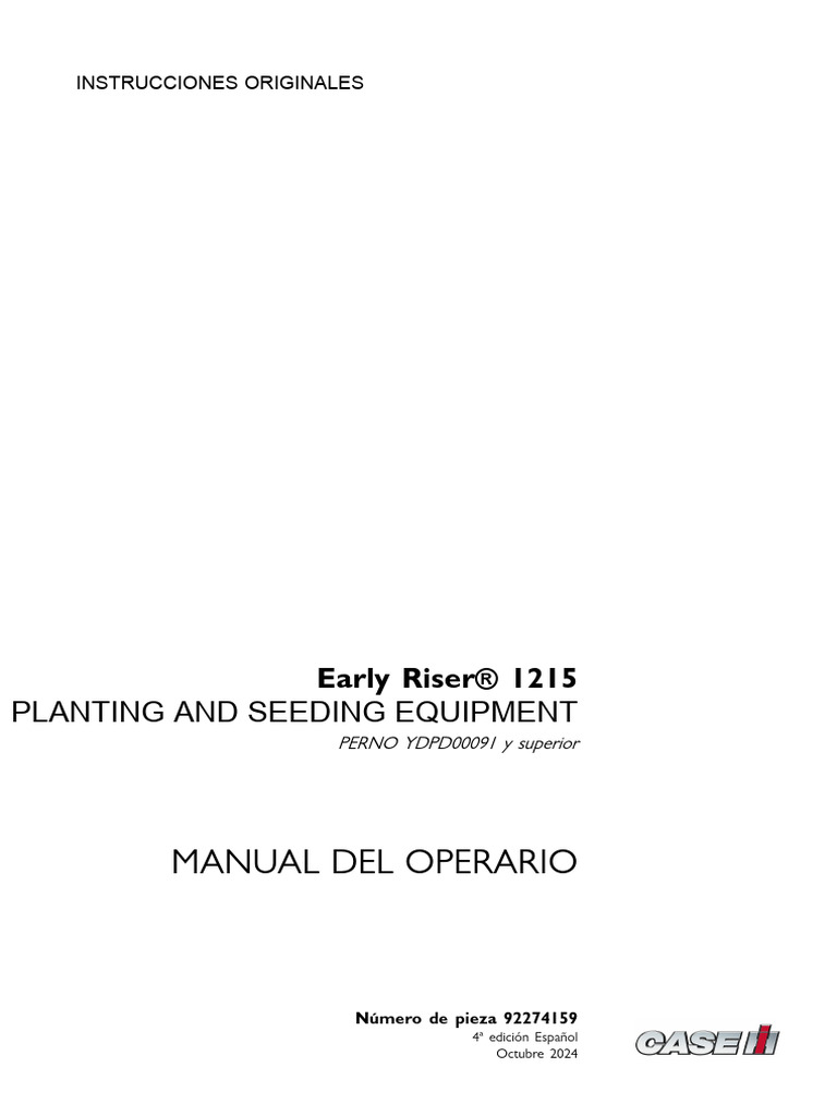 Manual de Operario Sembradora 1215 Early Risers | PDF | Neumático ...